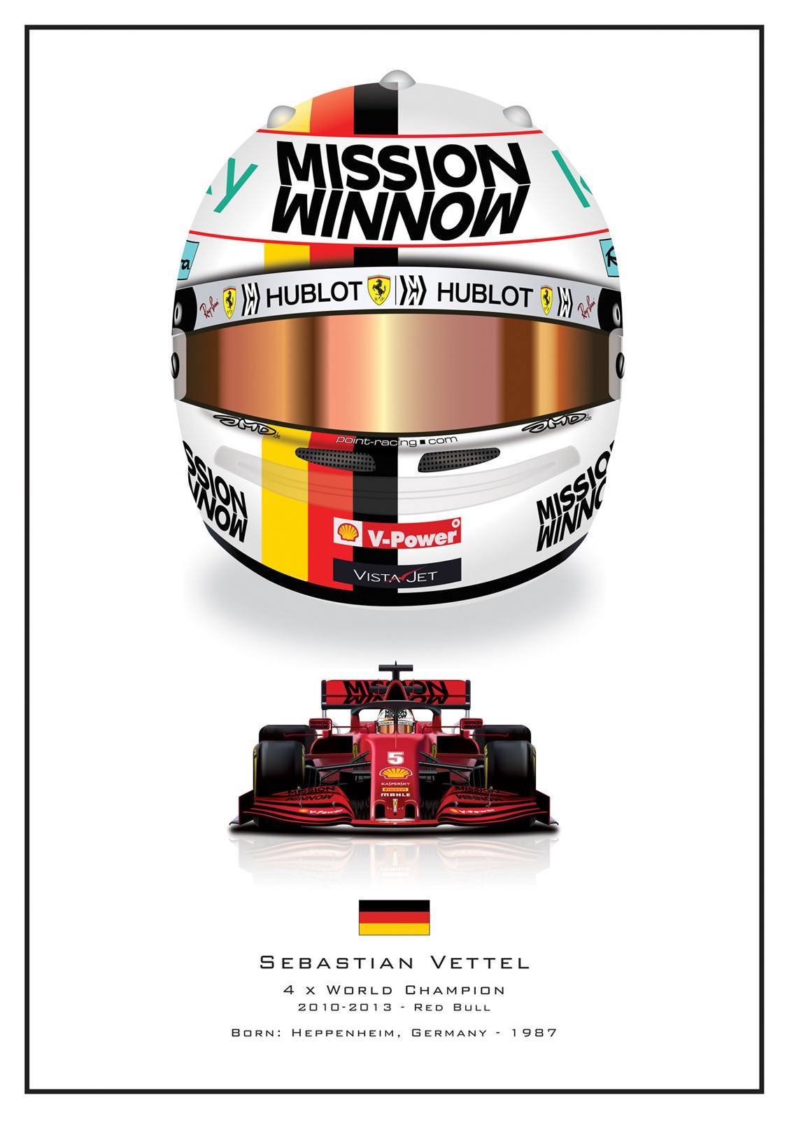 Signed F1 Driver Helmet Prints – 12 Airbrushed A3 Edition