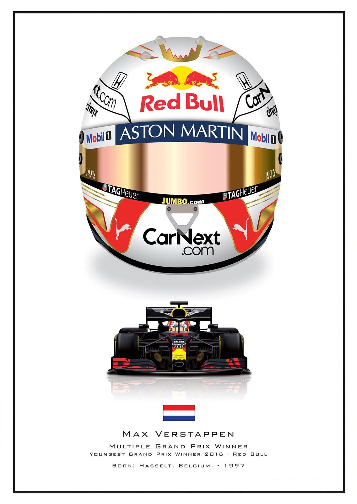 Signed F1 Driver Helmet Prints – 12 Airbrushed A3 Edition