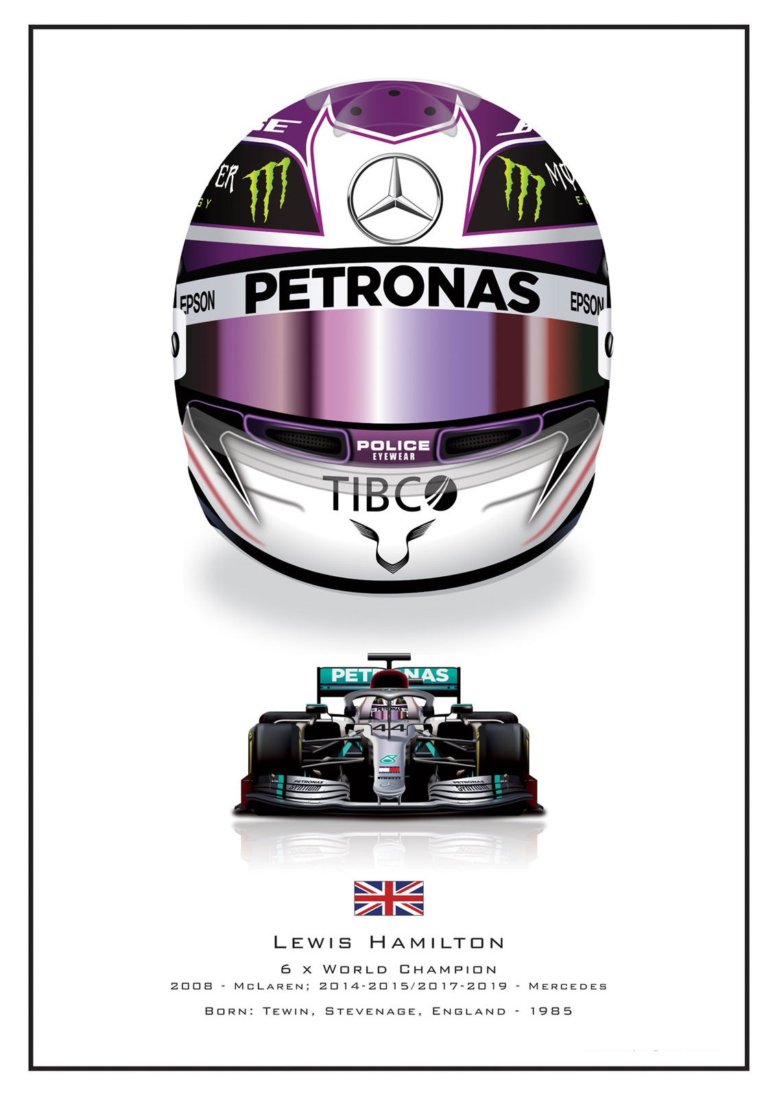 Signed F1 Driver Helmet Prints – 12 Airbrushed A3 Edition