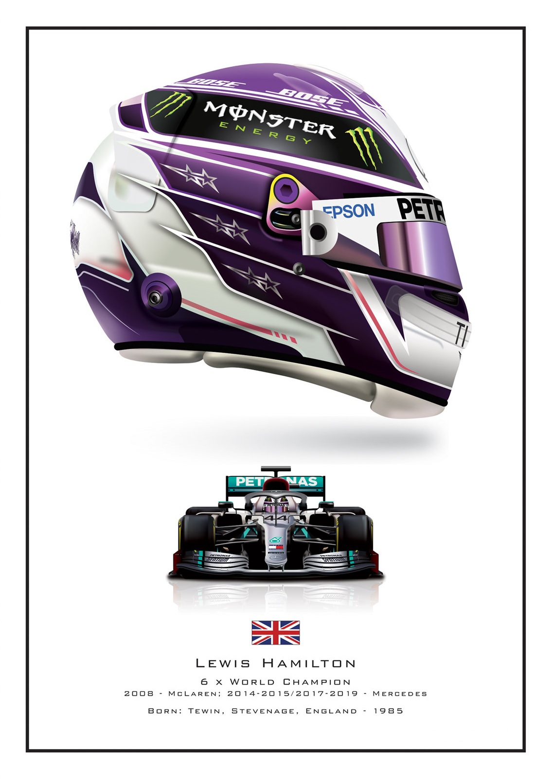 Signed F1 Driver Helmet Prints – 12 Airbrushed A3 Edition