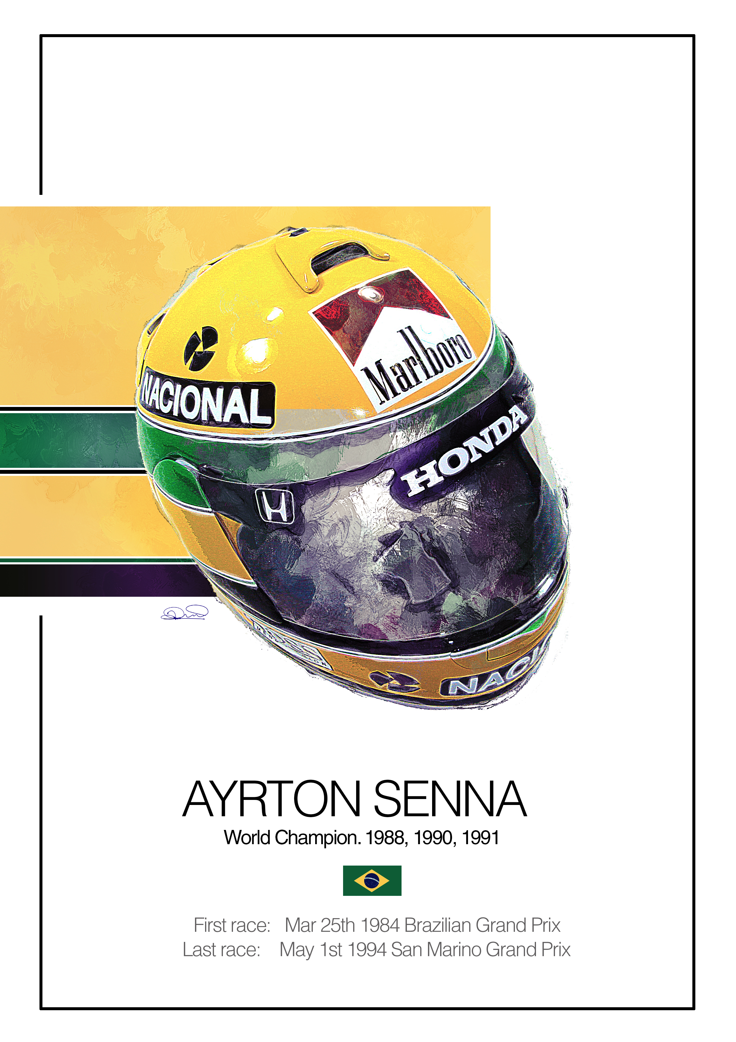 Signed F1 Driver Helmet Prints – 12 Airbrushed A3 Edition