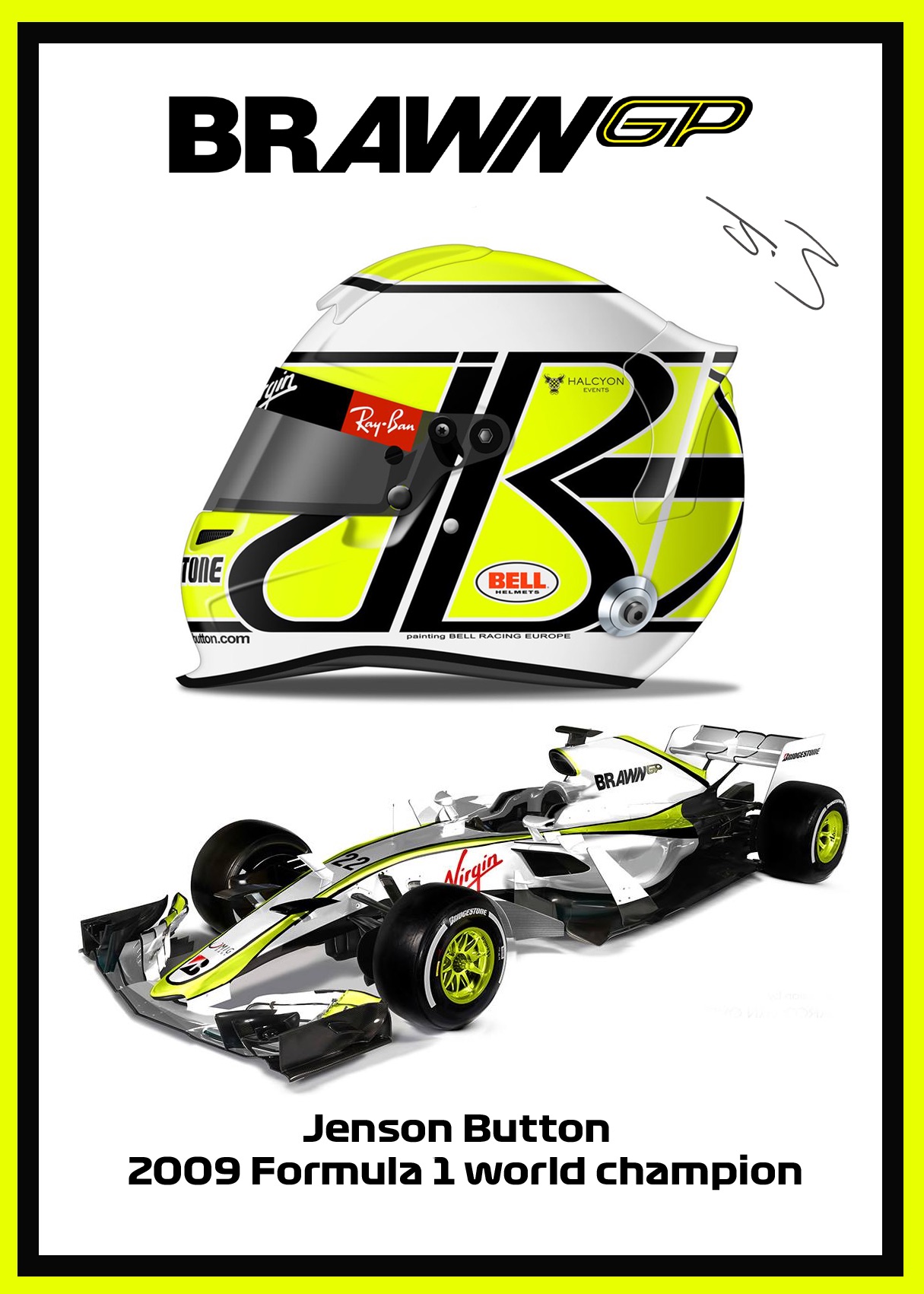 Signed F1 Driver Helmet Prints – 12 Airbrushed A3 Edition